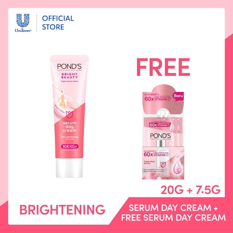 Jual Buy 1x Ponds Bright Beauty Serum Day Cream 20G Get Ponds Bright ...