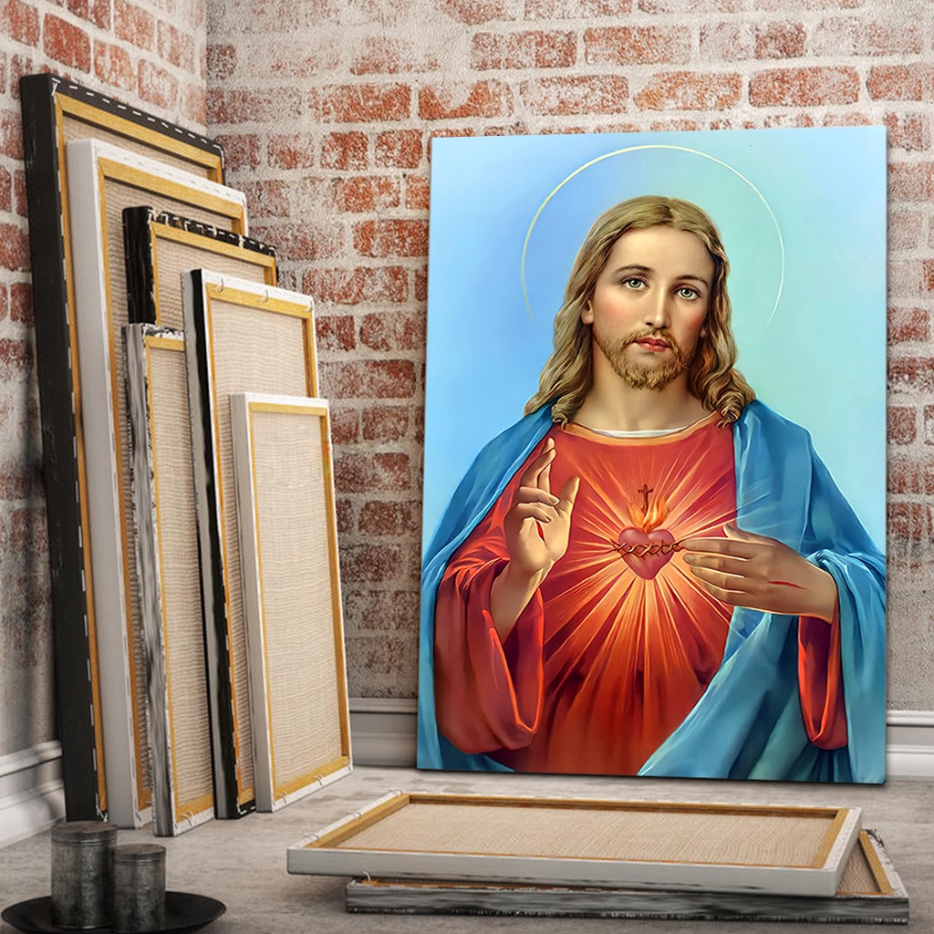 Jual Lukisan Print Hati Kudus Yesus & Maria 40x60cm | Shopee Indonesia
