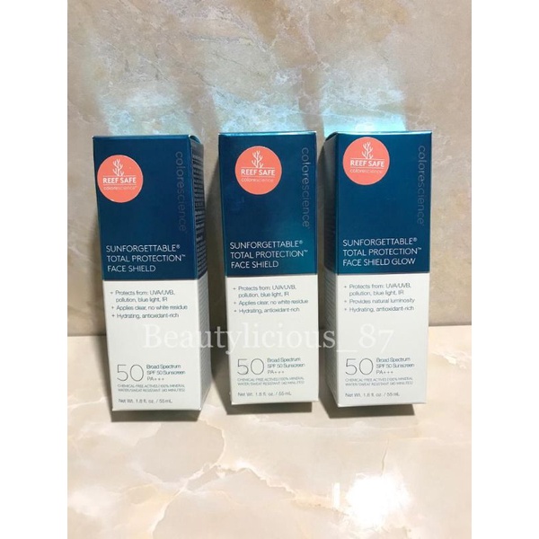 Jual Colorescience Sunforgettable Total Protection Face Shield / Glow sunscreen SPF 50 PA ...