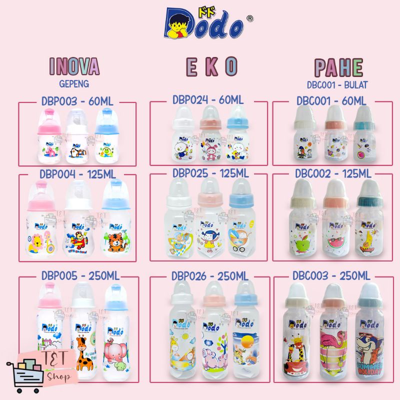 Jual Botol Dot Susu DODO Reguler Slim Neck Nipple | Gepeng Pipih ...