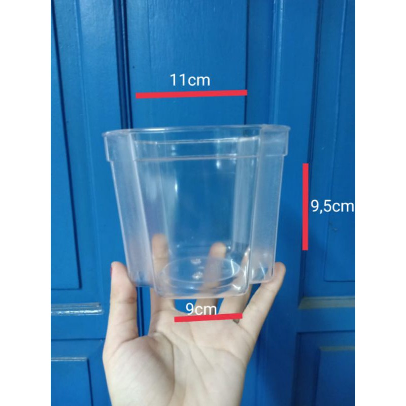 Jual POT KOTAK TRANSPARAN / BENING Diameter 9cm / pot tanaman hias ...