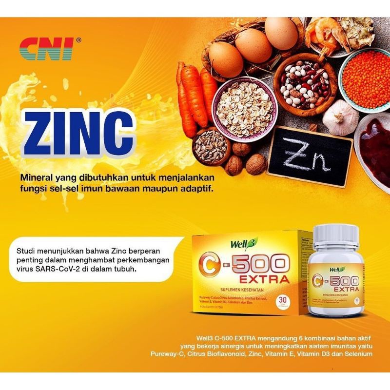 Jual CNI WELL 3 C 500 EXTRA VITAMIN C ( 30 TABLET ) | Shopee Indonesia