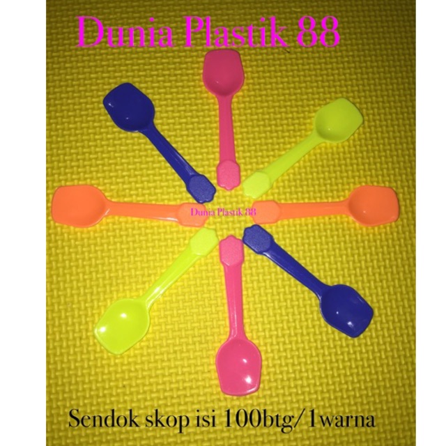 Jual isi 100btg SENDOK Plastik SKOP SEKOP WARNA mini puding jelly ice ...