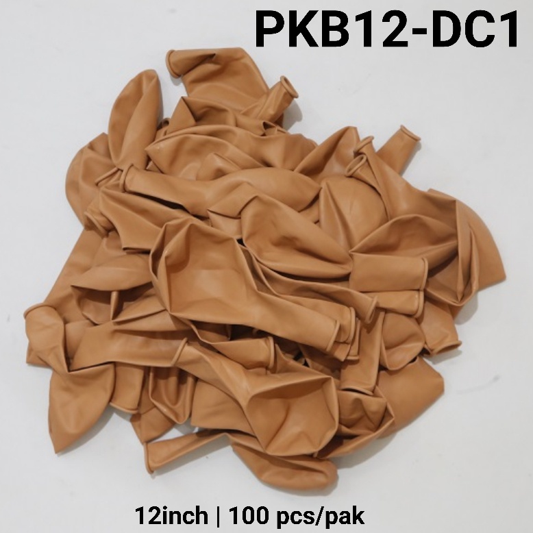 Jual PKB12-DC1 Balon latex 12 inch 1 pak isi 100 doff tebal coklat susu ...