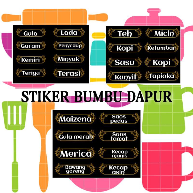 Jual Stiker bumbu dapur 1 set | Shopee Indonesia