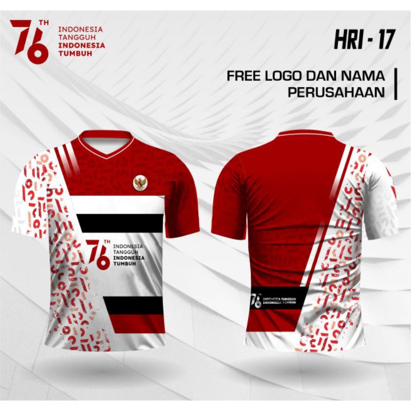Jual Baju Kaos 17 agustus Kaos jersey Dirgahayu HUT RI 76 lengan pendek | desain FULLPRINT ...