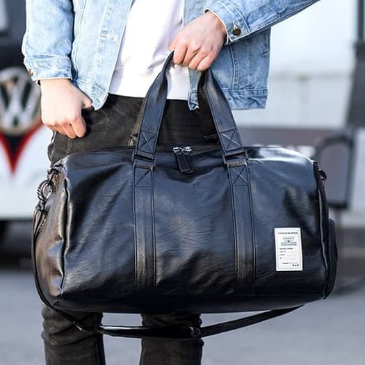 Jual TRAVEL BAG / GYMBAG / DUFFLE BAG HITAM KULIT KUALITAS PREMIUM ...