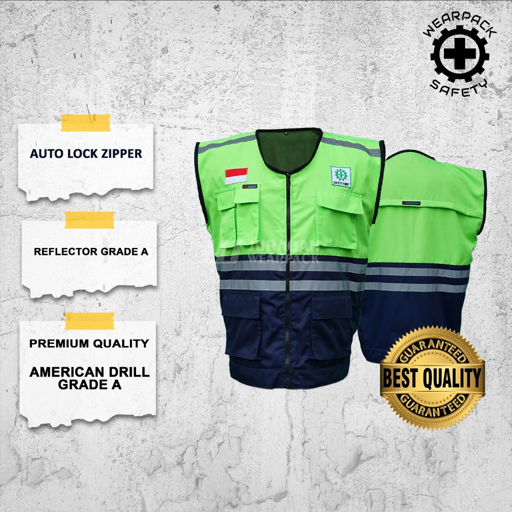 Jual Rompi Safety / Rompi Kerja Lapangan Warna Hijau Kombinasi Biru ...
