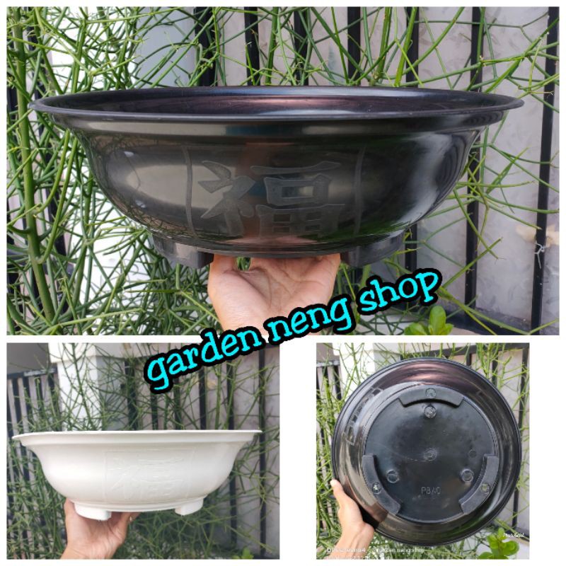 Jual Pot Bonsai CEPER 40 cm WARNA PUTIH HITAM| Pot Tanaman Bonsai 40 cm ...