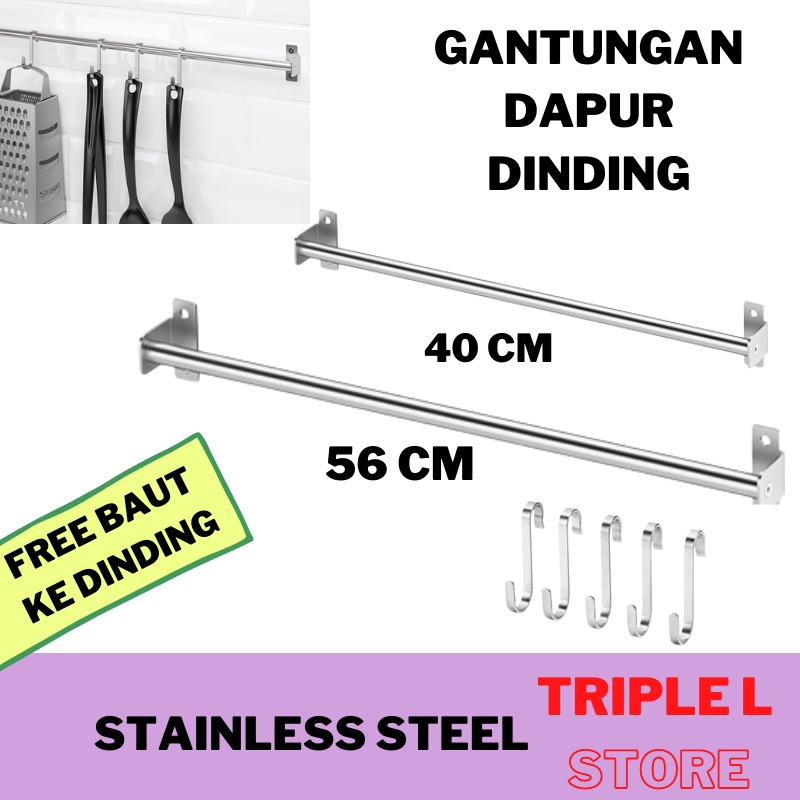 Jual Set Rel Gantungan Dapur Sebaguna Peralatan Masak Tempel di Dinding ...