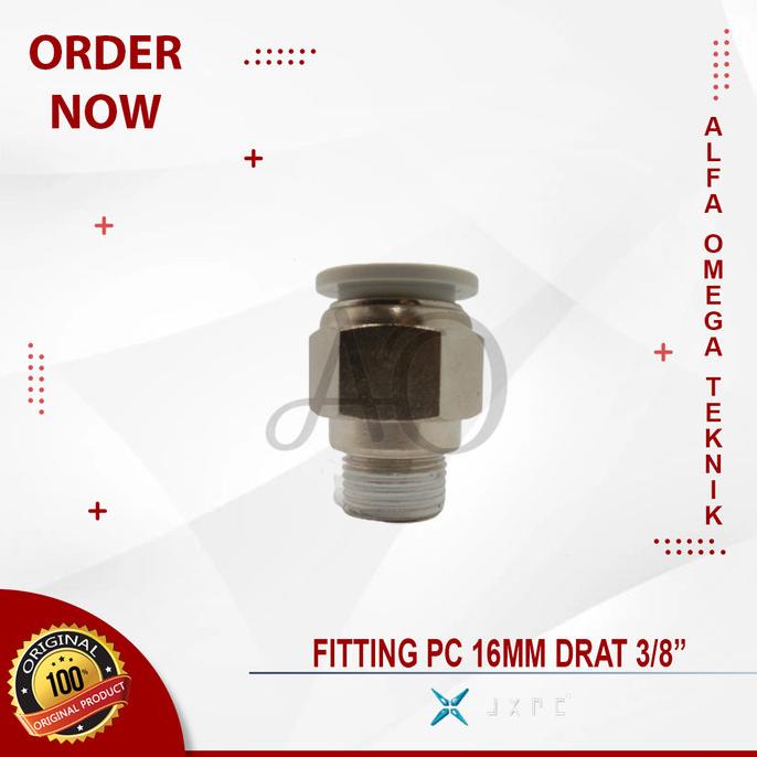 Jual FITTING LURUS PNEUMATIC 16MM DRAT MALE 3/8 INCH NEPEL SELANG PC 16-03 alfaom364 Murah ...