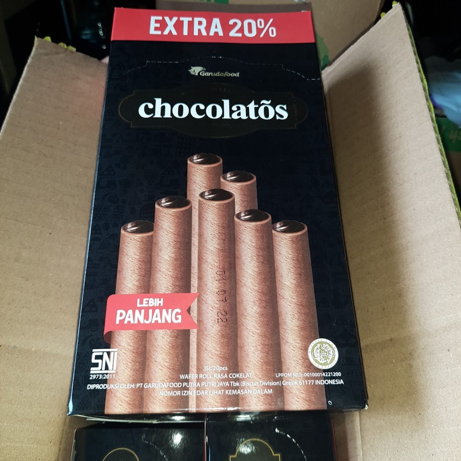 Jual chocolatos wafer roll cokelat 1 box isi 24 pcs cokolatos drak ...