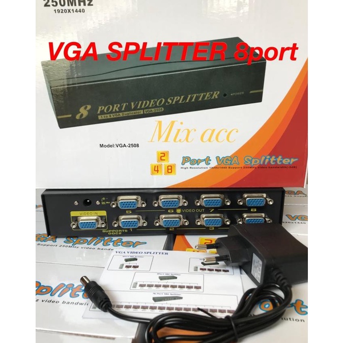 Jual VGA SPLITER 1 TO 8 PORT + ADAPTOR / VGA SPLITTER 8 PORT Lc ...