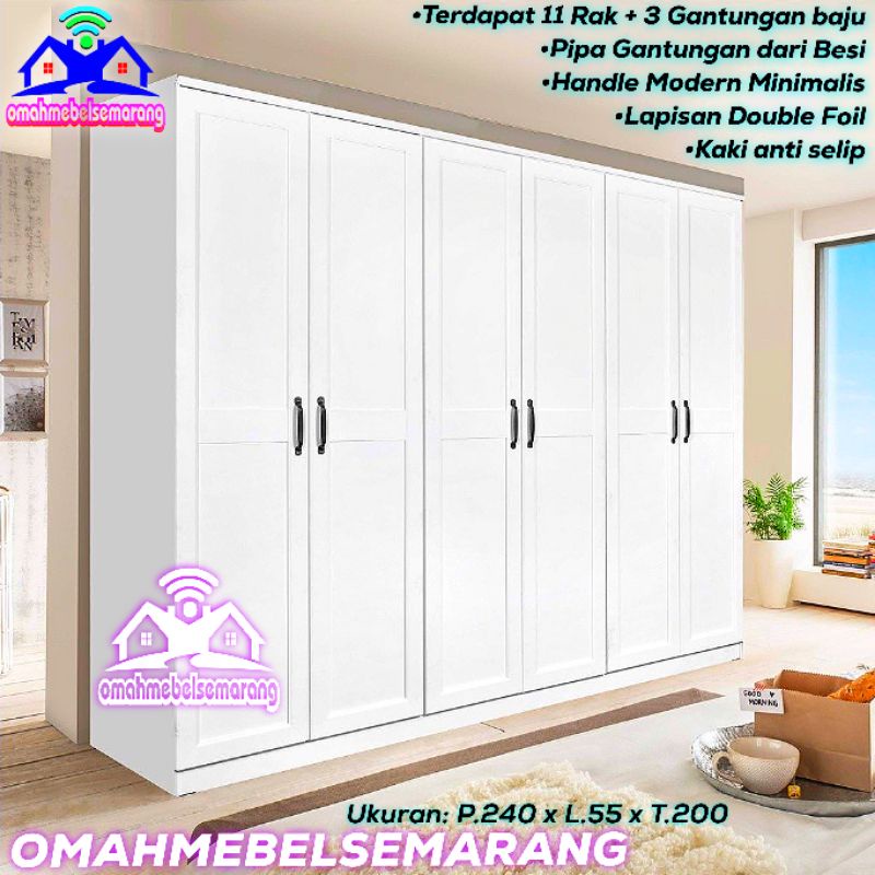 Jual Lemari Pakaian 6 Pintu DAISY-6P Almari Rak Baju Minimalis Modern ...
