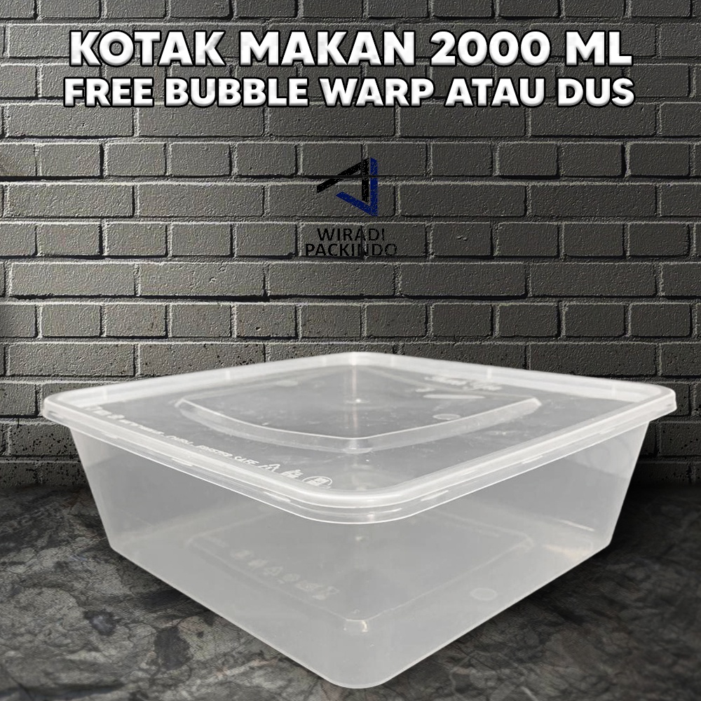 Jual Thinwall 2000ml Square Food Container Box Kotak Makan Plastik