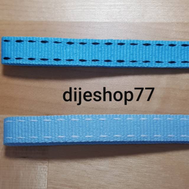 Jual Pita list biru bintik putih 1 cm / bis biru strip hitam 1cm (Bukan ...
