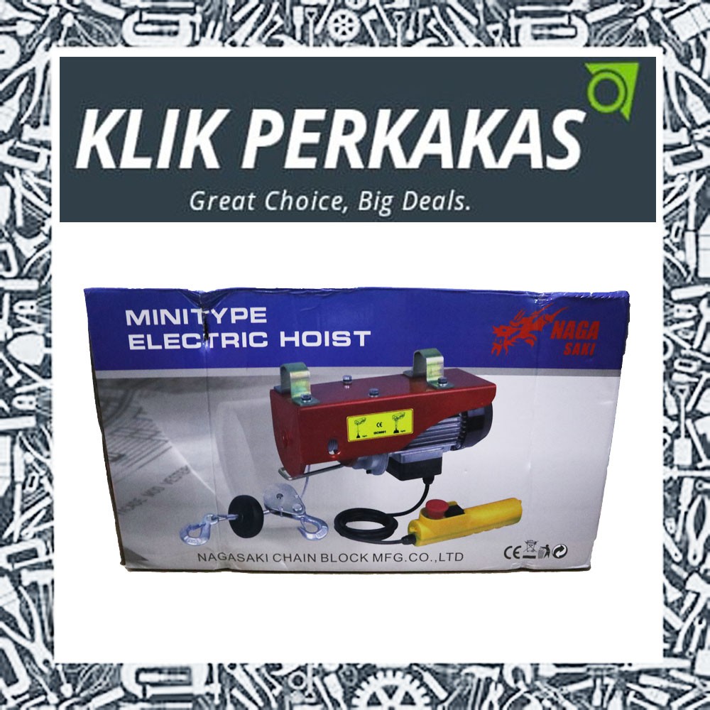 Jual Mesin Katrol Electric wire hoist 600KgX12M 1PH Nagasaki | Shopee ...