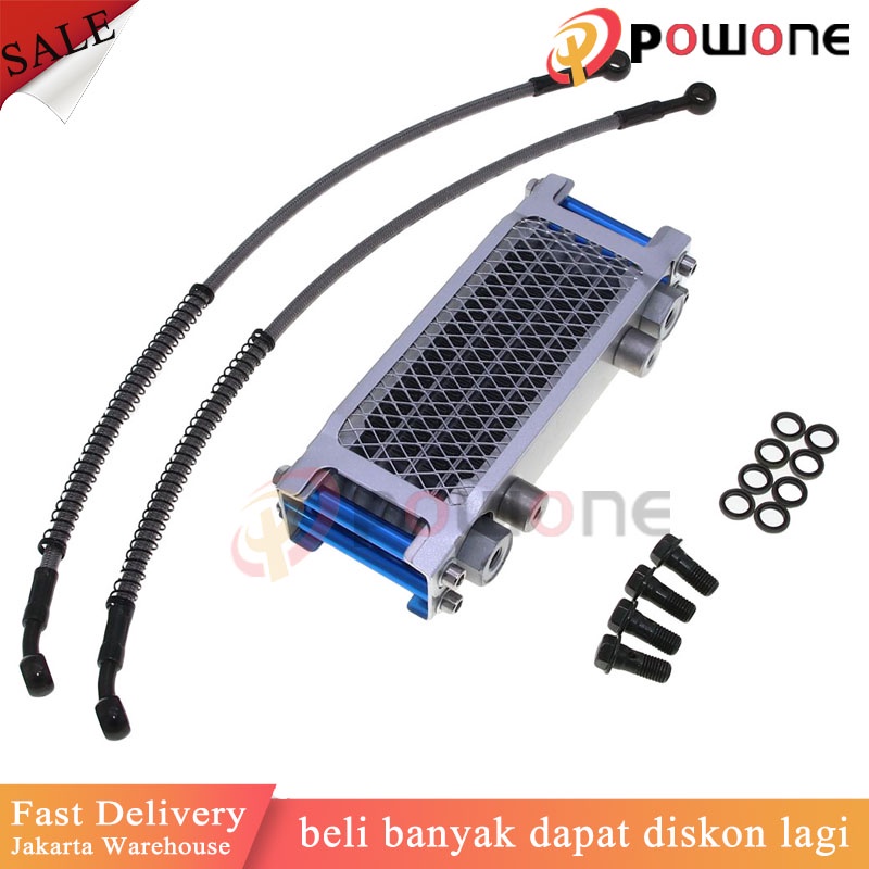 Jual Motorcycle Engine Oil Cooler Cooling Radiator Kit 4 Rows Universal ...