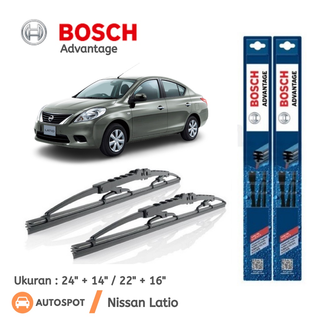 Jual Wiper Depan Mobil Nissan Latio Sepasang Bosch Advantage 24 14