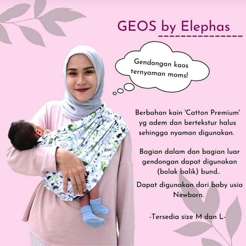 Jual [BISA COD] Geos Elephas gendongan kaos Geos motif bolak balik ...