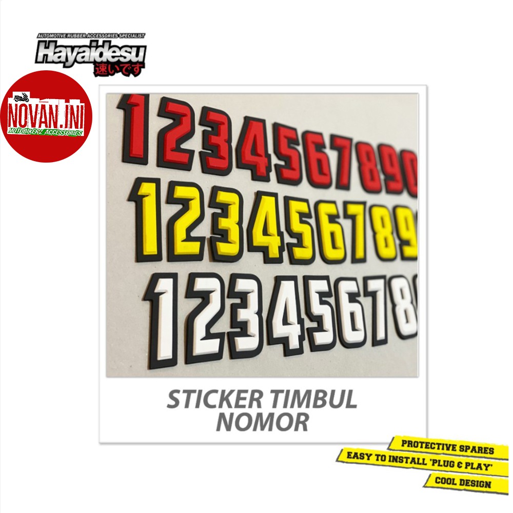 Jual Sticker Nomor Angka 3D Timbul Decal Karet Aksesoris Variasi Motor ...