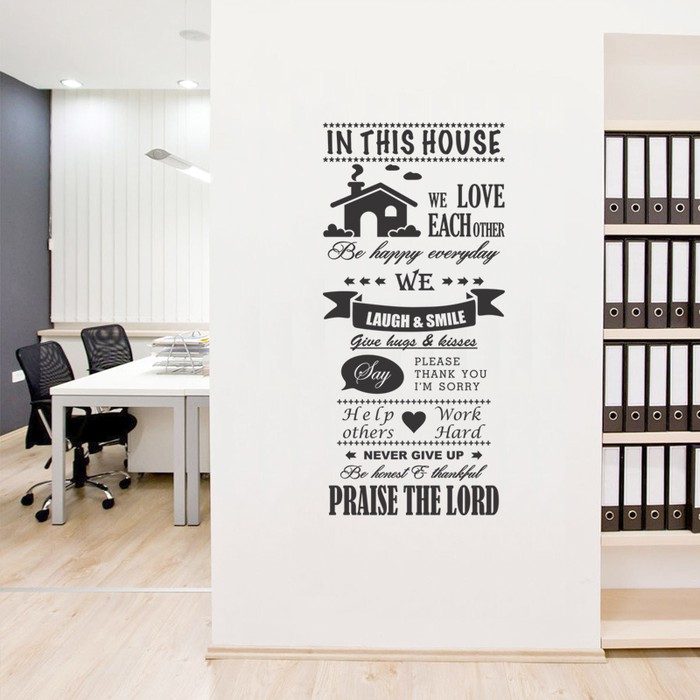 Jual Wall Stiker Quotes In This House Sticker Cutting Kaca Dinding ...