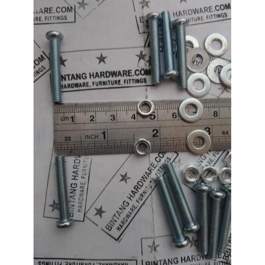 Jual Baut Jp 5X30 Mm Set Isi 10 Pasang Baut Putih Ring Plat Mur Putih ...