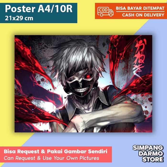 Jual Poster Tokyo Ghoul Ken Kaneki Touka Rize Anime Wibu Terbaru Hiasan ...