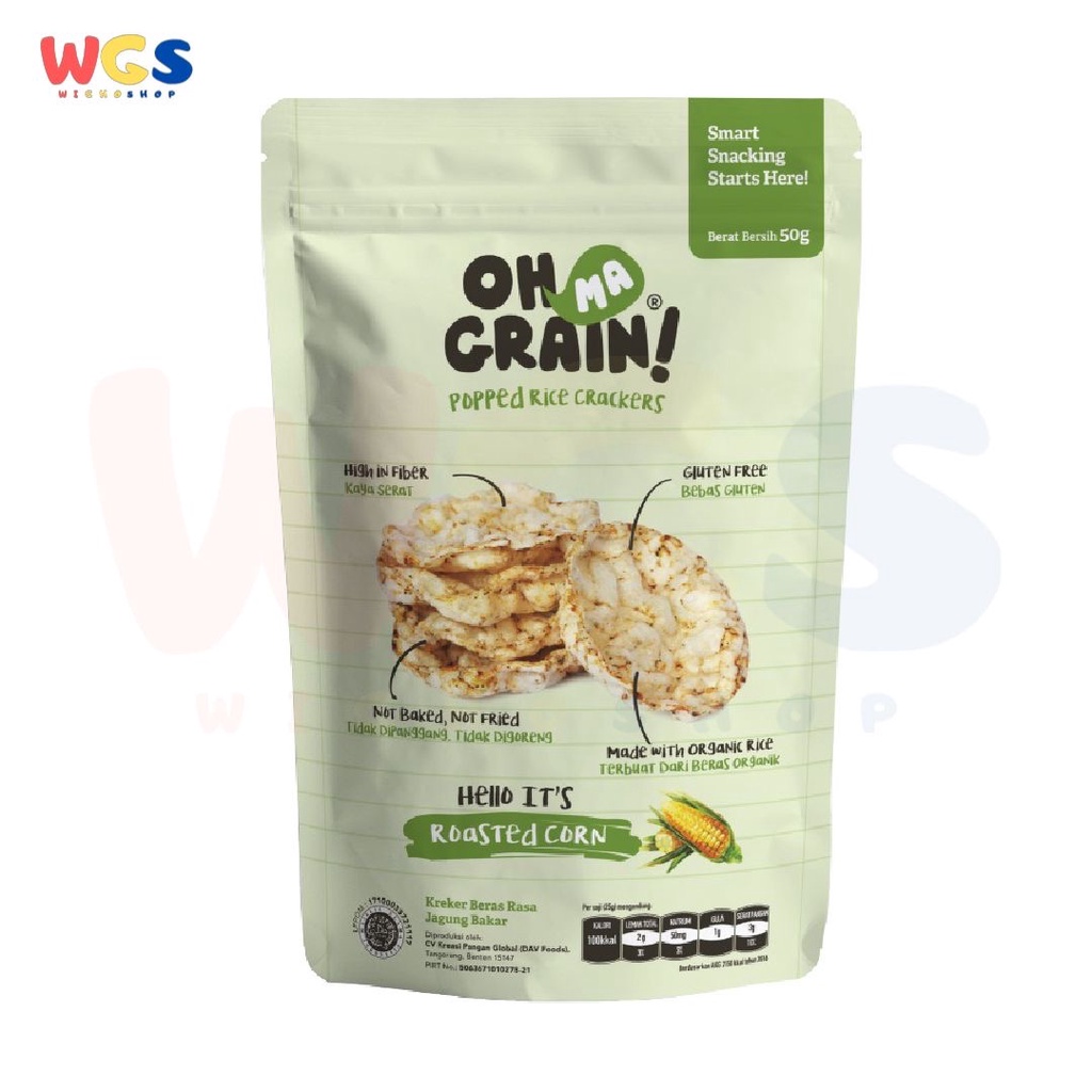 Jual Oh Ma Grain Organic Popped Rice Crackers Roasted Corn Gluten Free ...