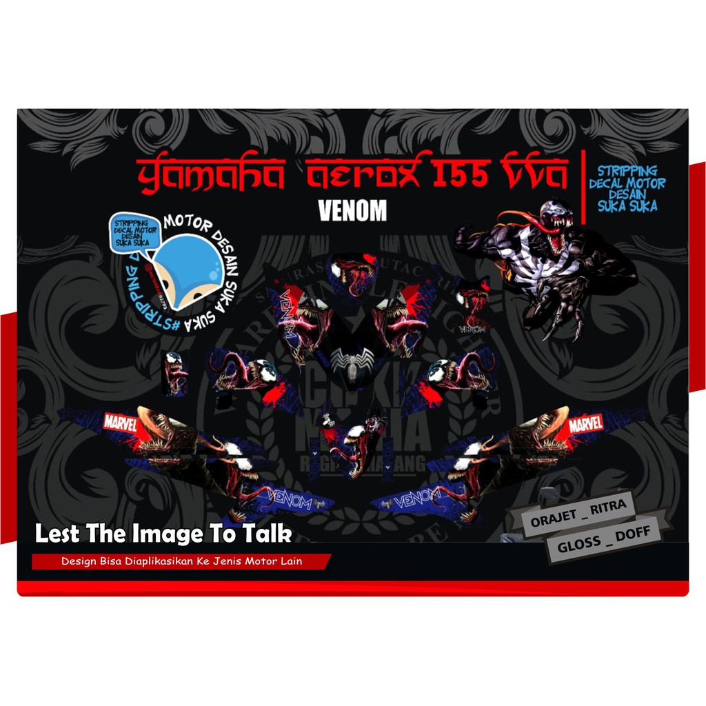 Jual New Design Sticker Decal Motor AEROX 155 VVA Full body venom blue ...