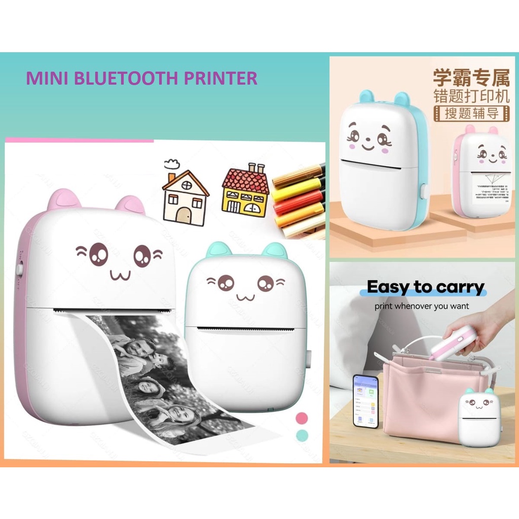 Jual Print Mini Portable Bluetooth Photo Printer Thermal Camera ...