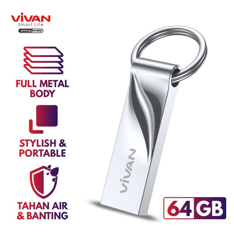 Jual FLASHDISK USB VIVAN VF364 Storage 64GB Waterproof With Ring Design ...