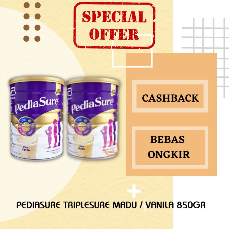 Jual PEDIASURE TRIPLESURE MADU VANILA 850GR SUSU FORMULA PERTUMBUHAN ANAK 1-10 TAHUN 850 GRAM ...