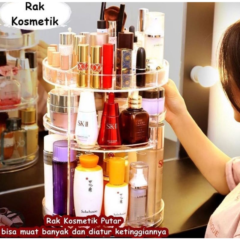Jual Rak Kosmetik Putar 360 Derajat | Rak Kosmetik Putar Akrilic | Rak ...