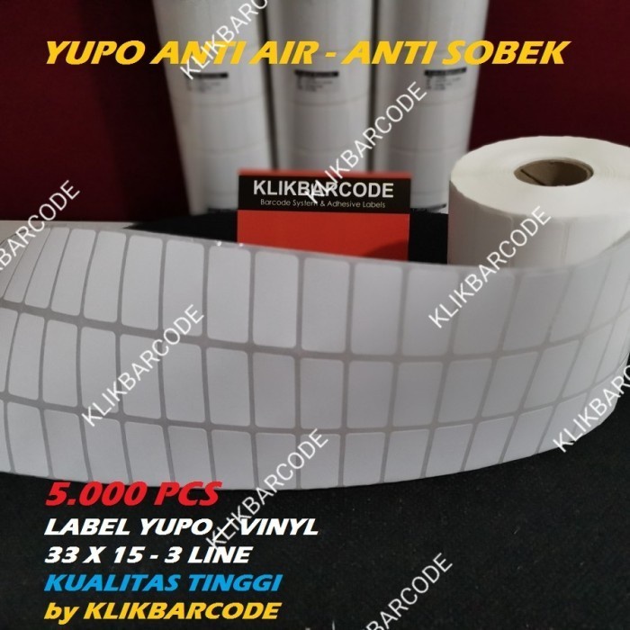 Jual LABEL BARCODE 33 X 15 (3 LINE) KERTAS STICKER LABEL YUPO 33x15 - 5 ...
