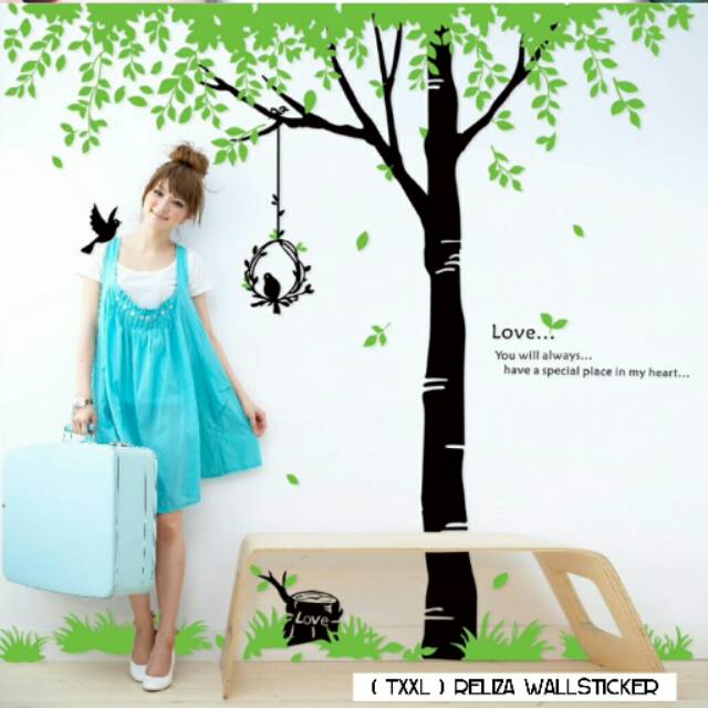 Jual (TXXL) RELIZA WALL STICKER POHON HIJAU BESAR AY719 GREEN TREE ...