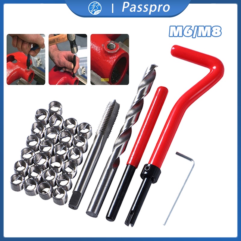 Jual 30pcs Metric Thread Repair Kit M6 M8 Recoil Helicoil Car Pro Coil ...