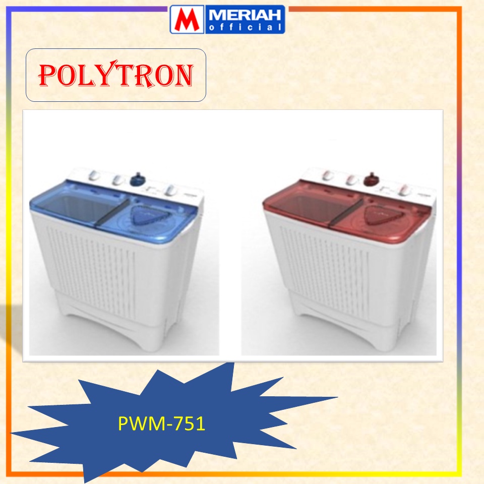 Jual MESIN CUCI POLYTRON 2 TABUNG 7,5 KG TIPE PWM 751 | Shopee Indonesia