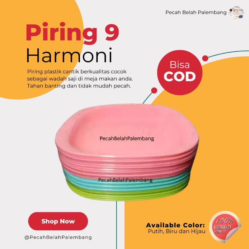 Jual Piring Makan Plastik Lusinan 8 dan 9 Harmonis Murah (Harga 1 lusin ...