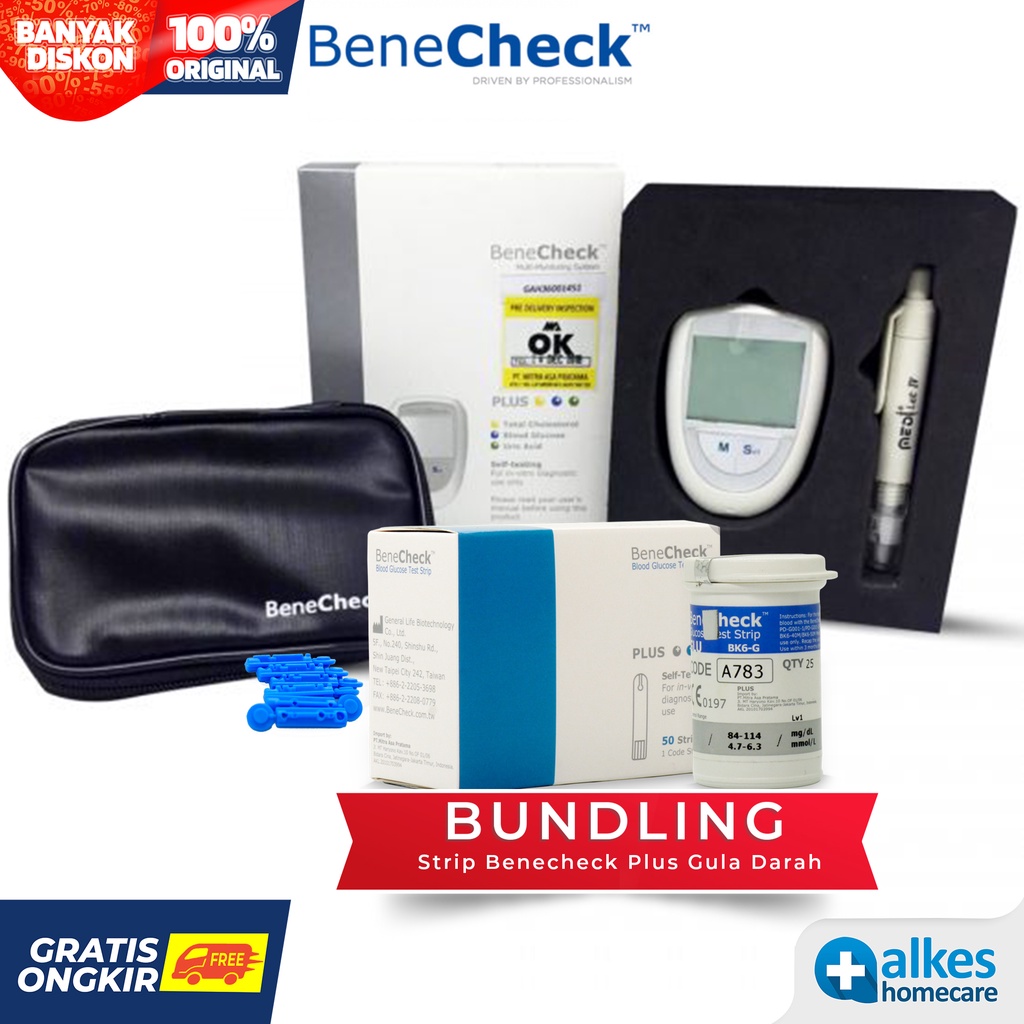 Jual PAKET - Benecheck Plus 3in1 dan Strip Gula Darah (Glucose ...