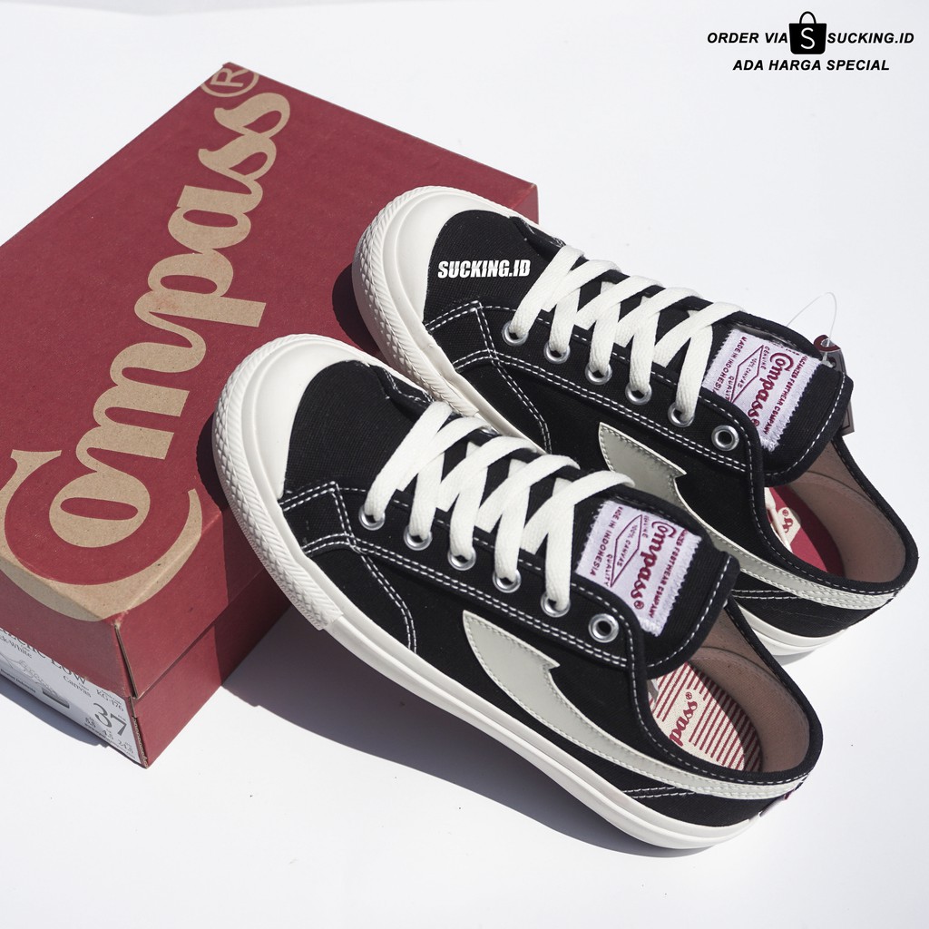 Jual SEPATU COMPASS GAZELLE LOW BLACK/WHITE BW 36/37/38/39/40/41/42/43 ...