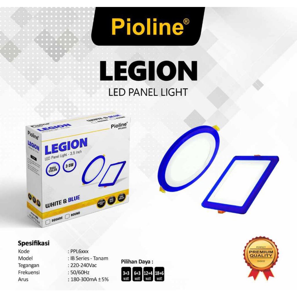 Jual Lampu Panel LED Pioline 2 Warna 6W Putih + 3W Biru Kotak 4" D144 ...