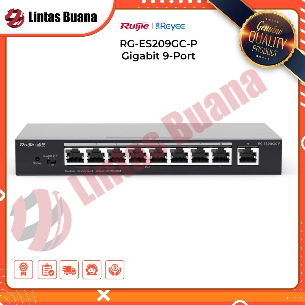 Jual Ruijie Reyee Switch RG-ES209GC-P Cloud Managed 9 Port Gigabit ...