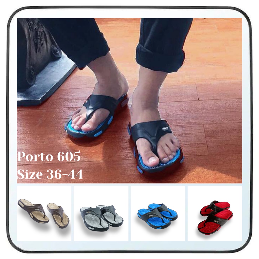 Jual Sandal refleksi model jepit merk porto 605 size 36-44 Sandal duri ...