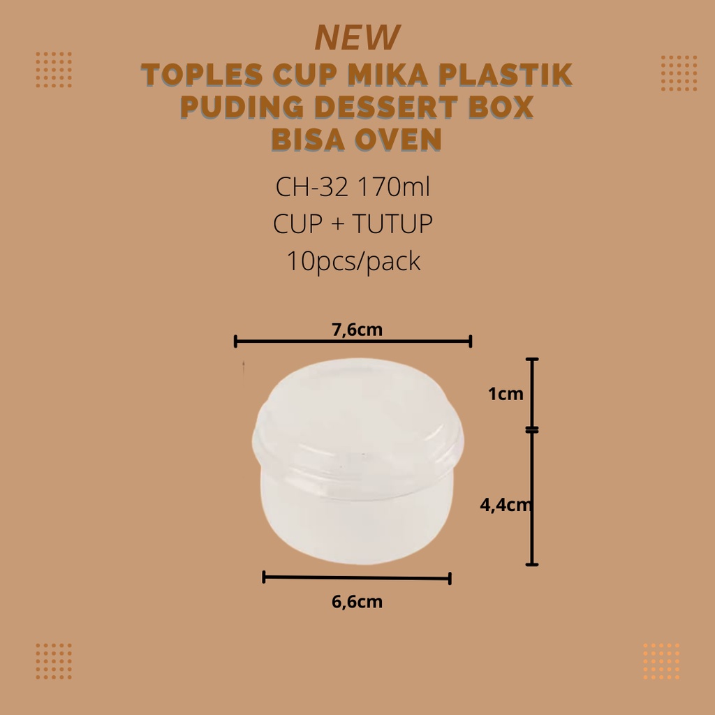 Jual toples cup mika / dessert box 170ml CH-32 tahan panas bisa oven ...