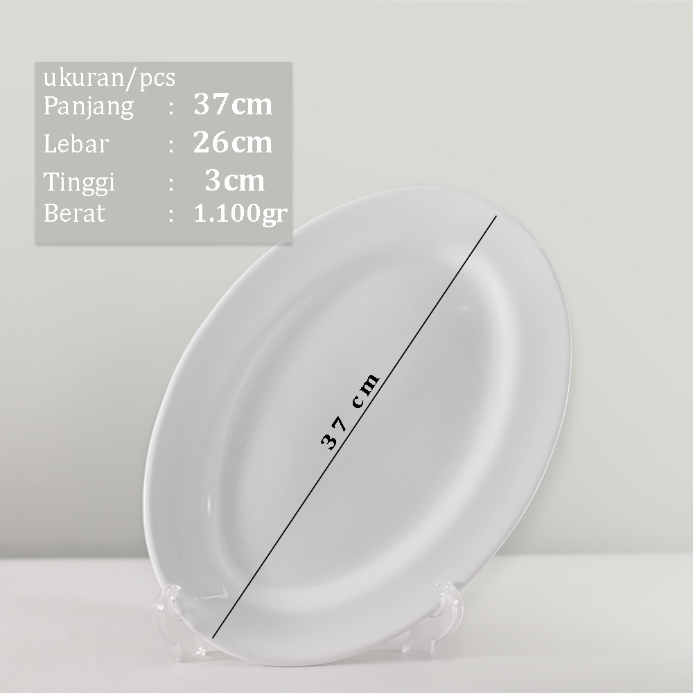 Jual Piring Saji Keramik 37cm Polos (1PCS) / Piring Oval Keramik ...