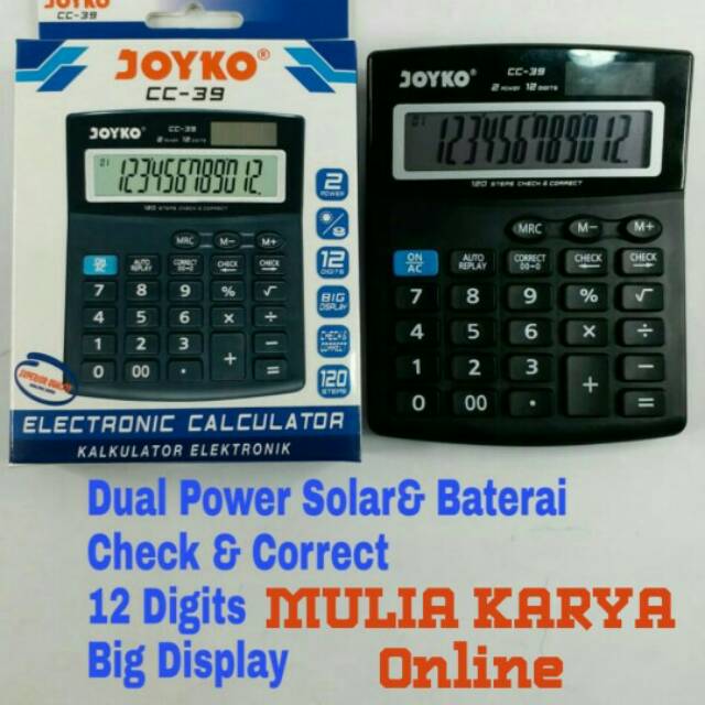 Jual Calculator kalkulator 12 digit Joyko CC 39 Recheck | Shopee Indonesia