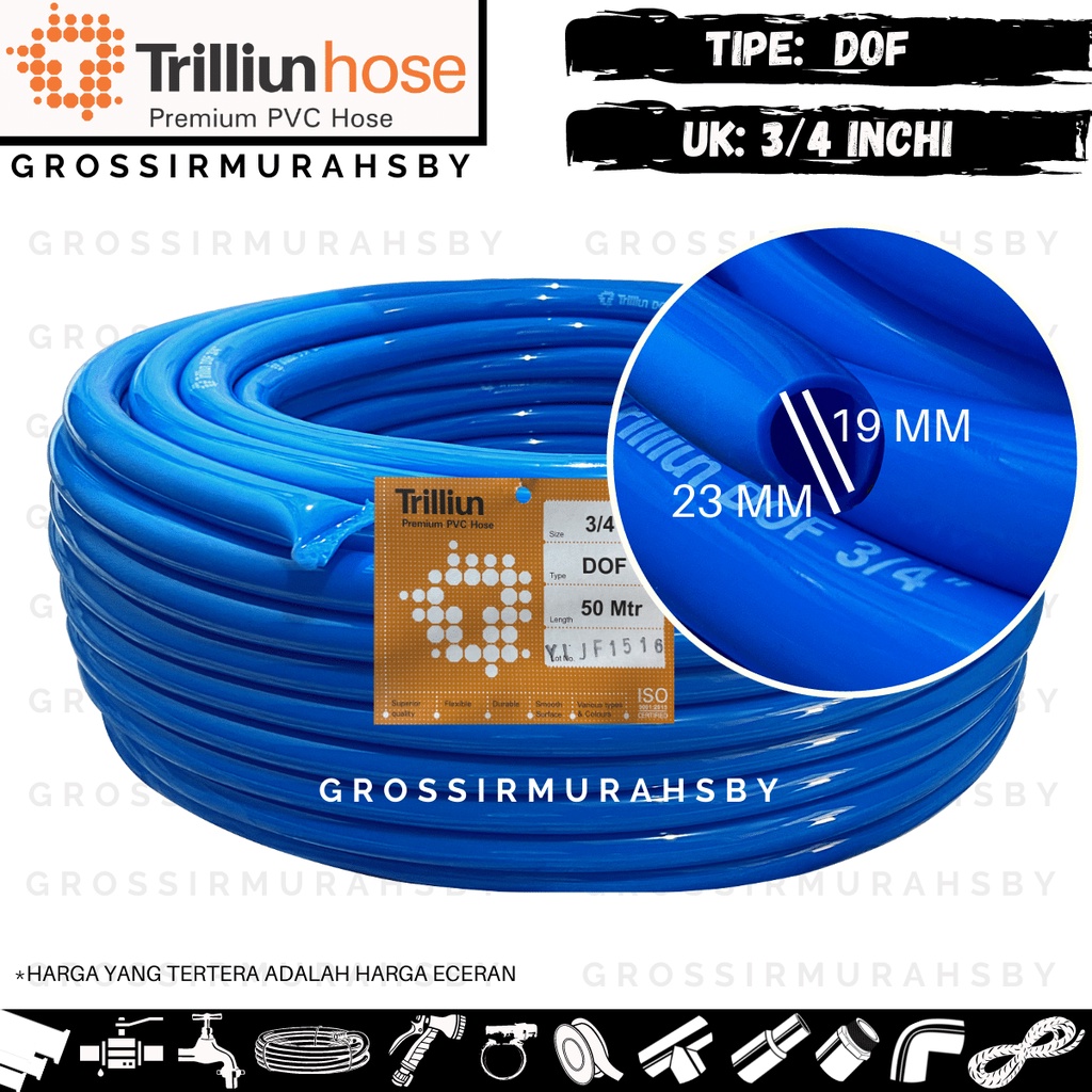 Jual SELANG AIR TRILLIUN DOF 3/4 INCHI ( HARGA PERMETER ) | Shopee Indonesia