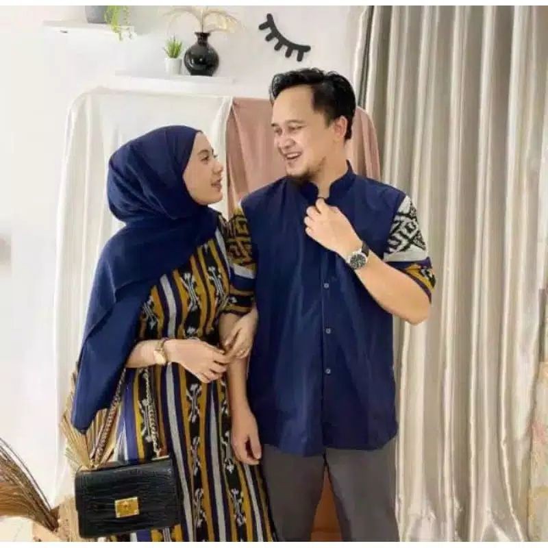 Jual baju couple pasangan Kondangan keluarga kekinian dress tenun - dress etnik - set couple ...
