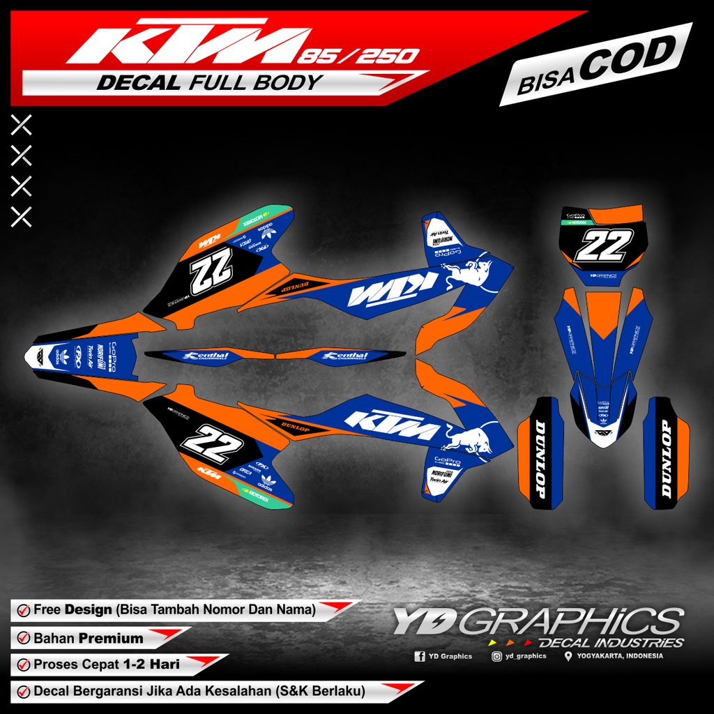 Jual Decal Sticker Motor Cross KTM 250 / 85 Fullbody bebas request ...